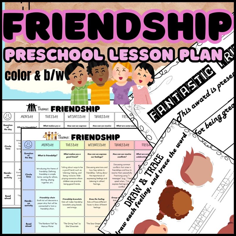 FRIENDSHIP- Preschool Weekly Lesson Plan - Etsy