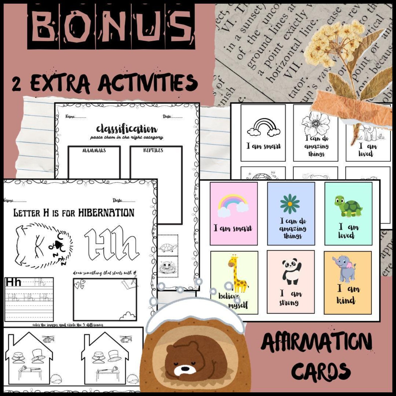HIBERNATION- Preschool Weekly Lesson Plan - Etsy
