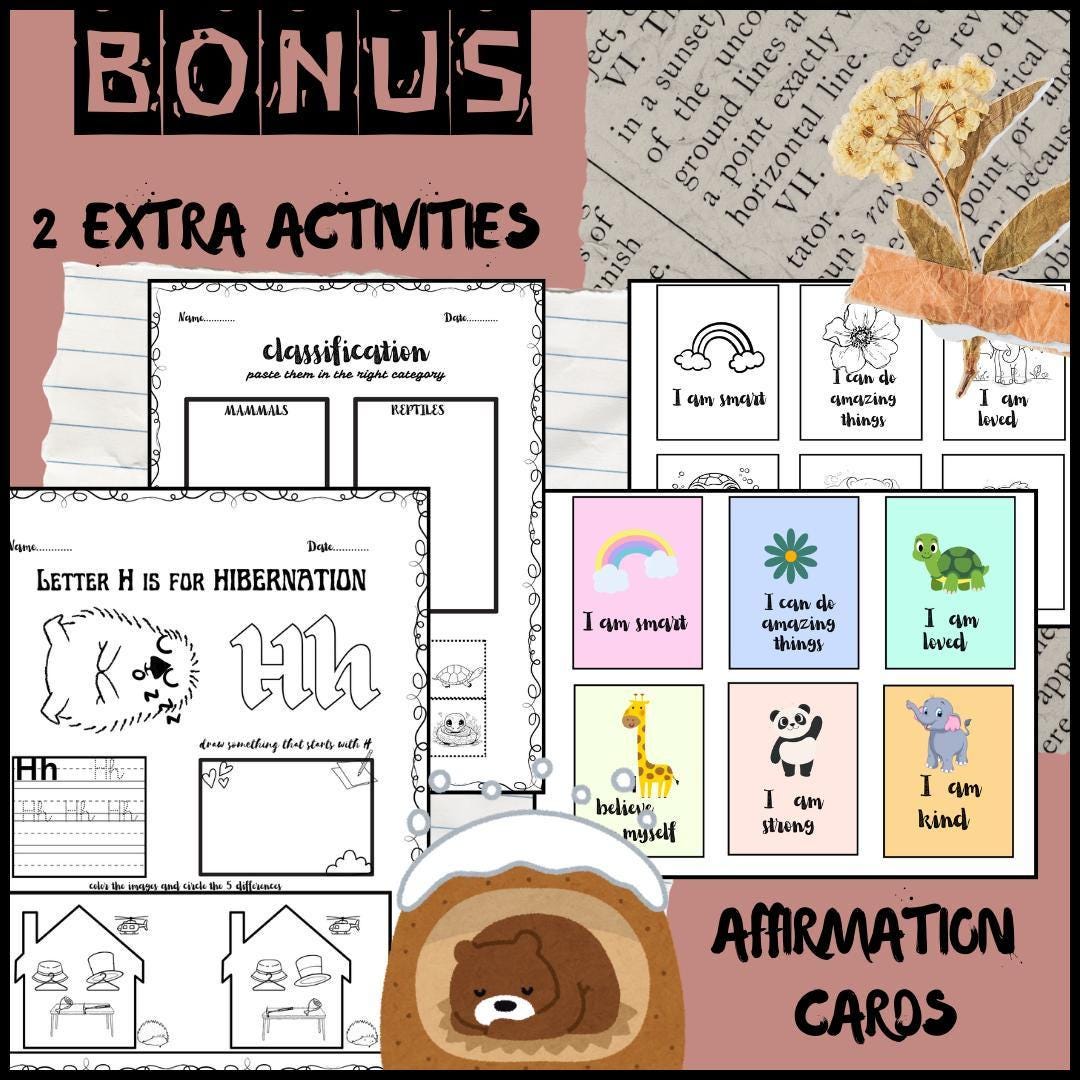 HIBERNATION- Preschool Weekly Lesson Plan - Etsy