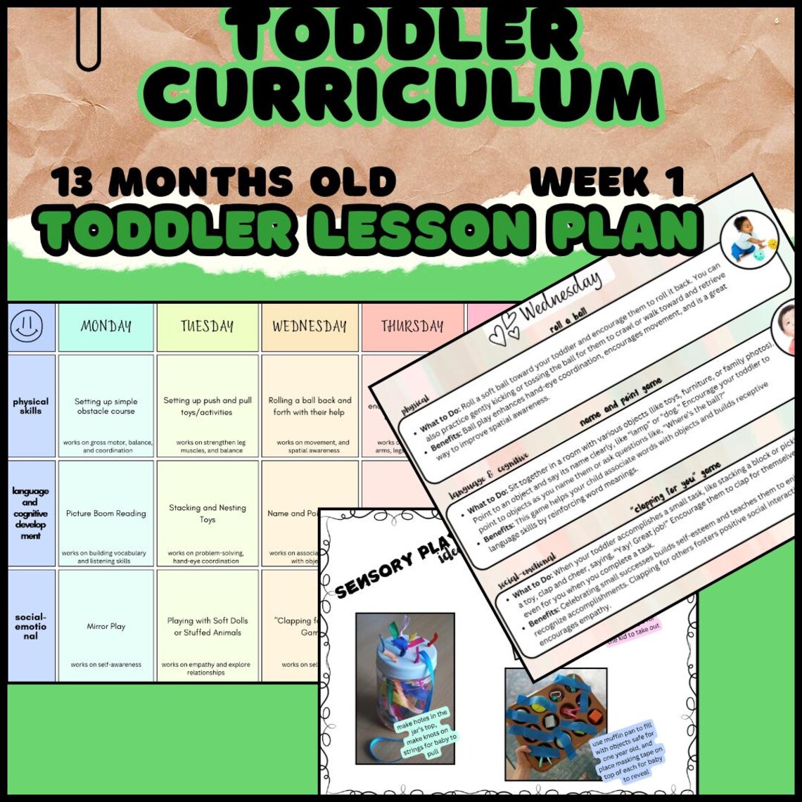 13 Months Old WEEKLY CURRICULUM (simple Lesson Plan)- Week 1 of the ...