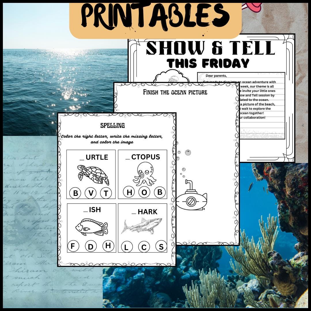 OCEAN- Preschool Weekly Lesson Plan - Etsy