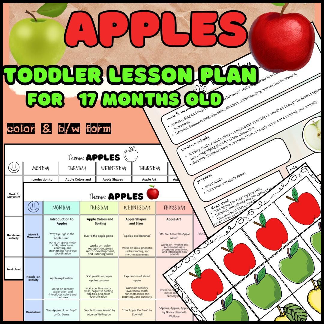 APPLES- Toddler Weekly Lesson Plan (for 17 Months Old) - Etsy