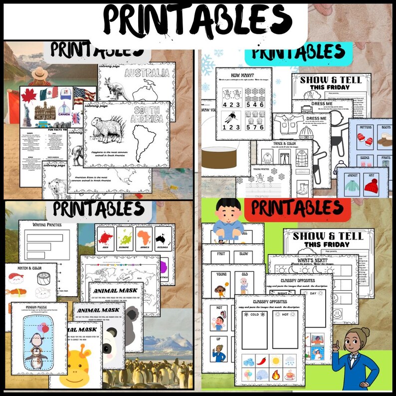 JANUARY BUNDLE Preschool Lesson Plans- Snow, Opposites, Continents Part ...