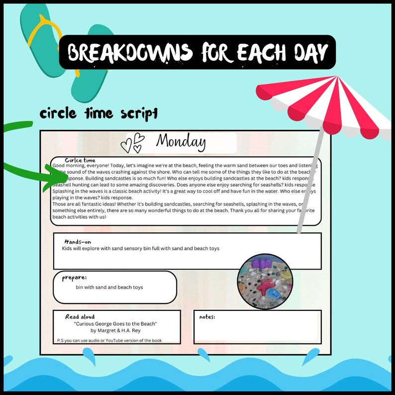 AT THE BEACH - Preschool Weekly Lesson Plan - Etsy