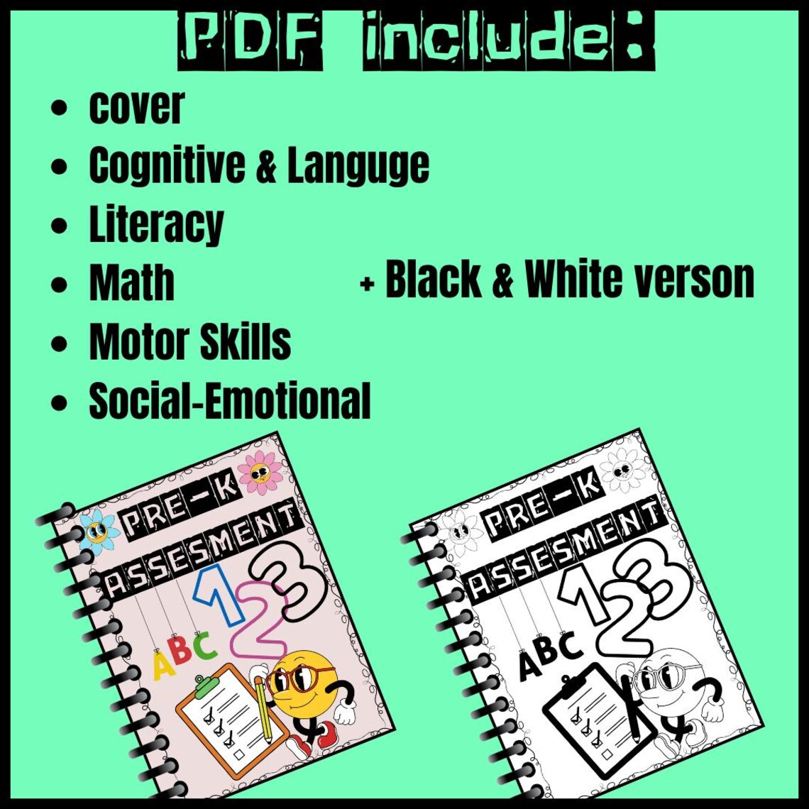 Pre-k Assessment & Recording Sheets | Printable Binder-friendly - Etsy