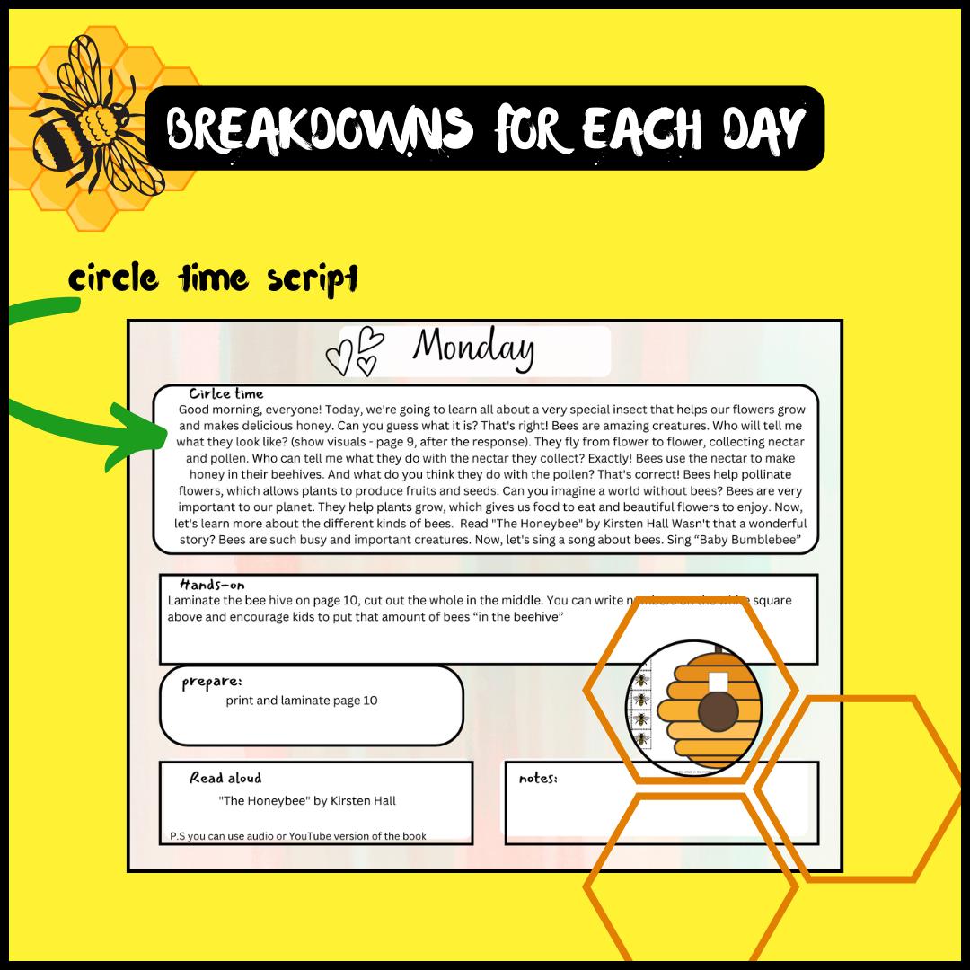 BEES- Preschool Weekly Lesson Plan - Etsy