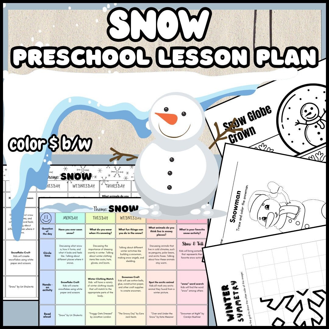 SNOW Preschool Weekly Lesson Plan - Etsy