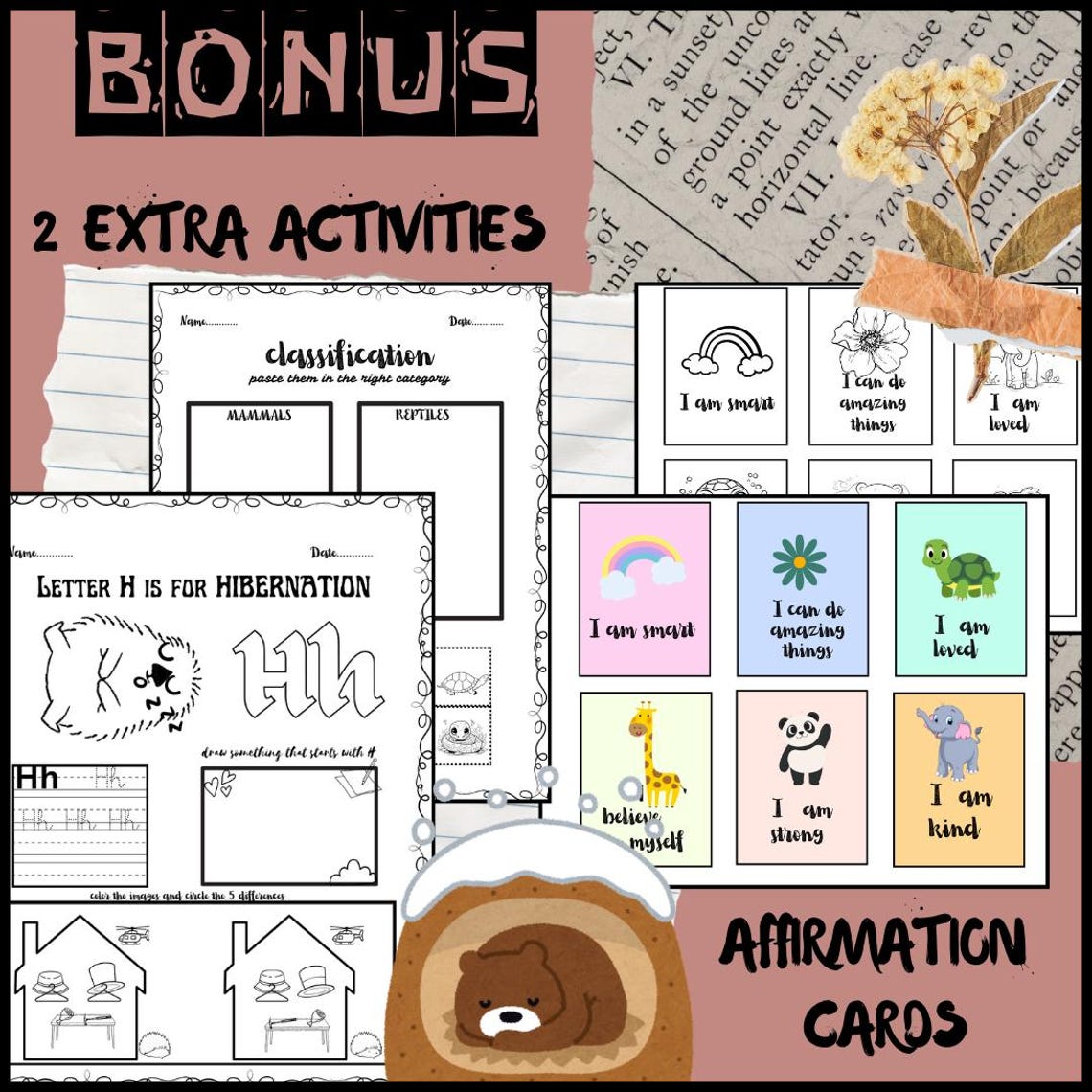 HIBERNATION- Preschool Weekly Lesson Plan - Etsy