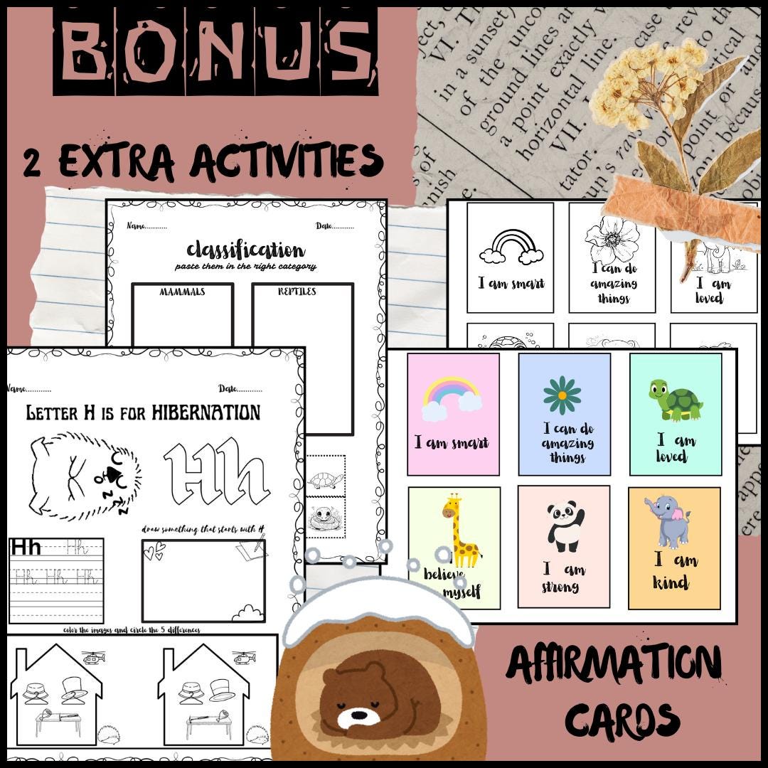 HIBERNATION- Preschool Weekly Lesson Plan - Etsy