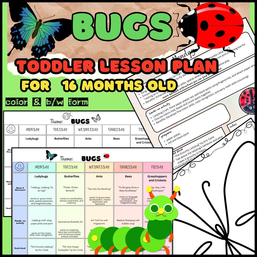 BUGS Toddler Weekly Lesson Plan for 16 Months Old - Etsy