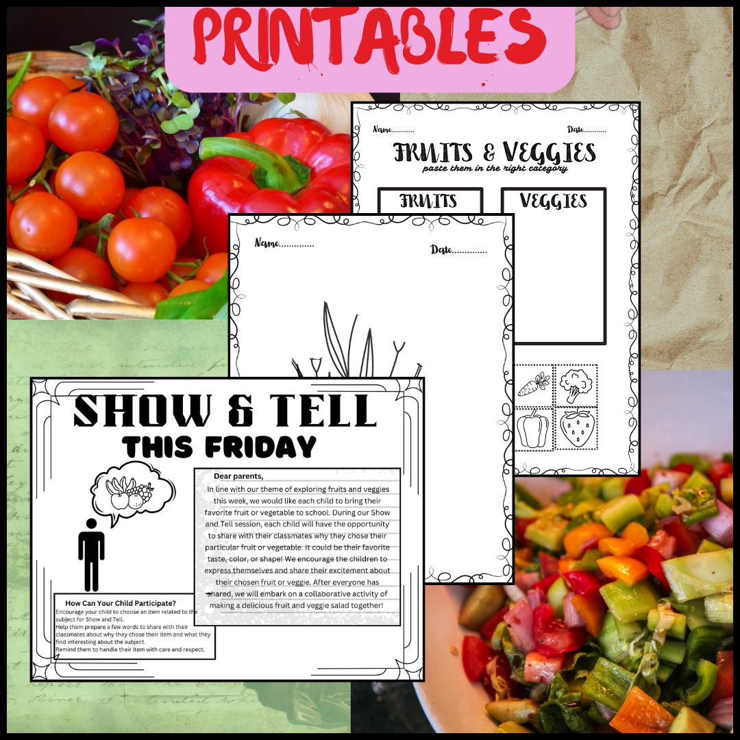 FRUIT AND VEGGIES- Preschool Weekly Lesson Plan - Etsy