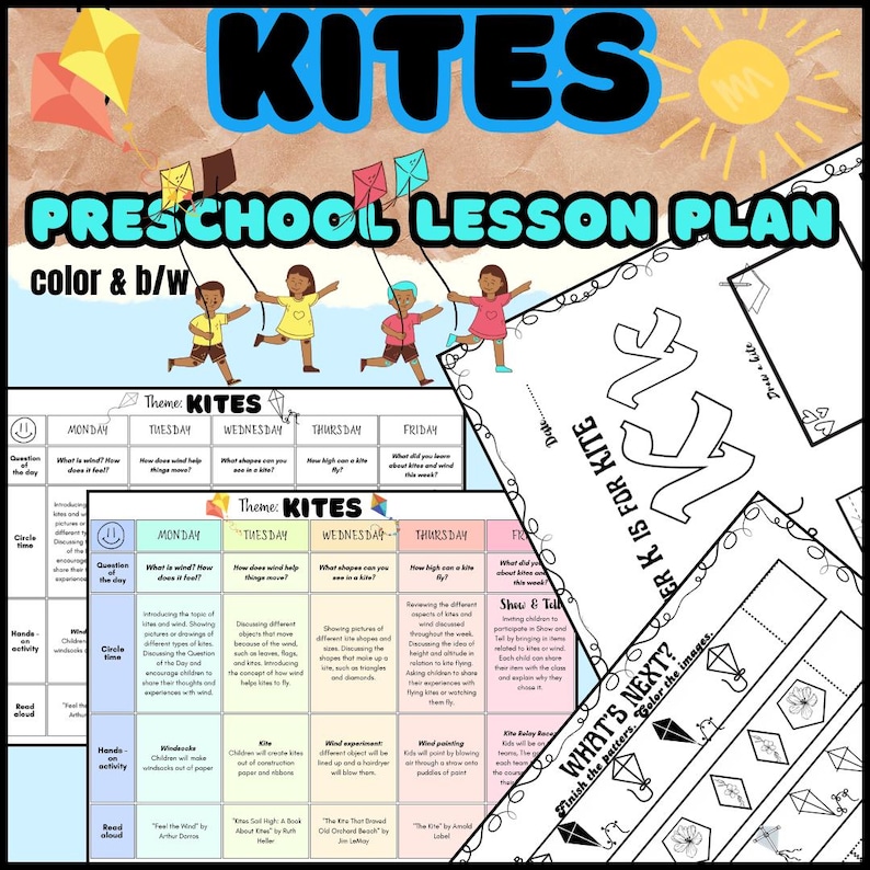 KITES- Preschool Weekly Lesson Plan - Etsy