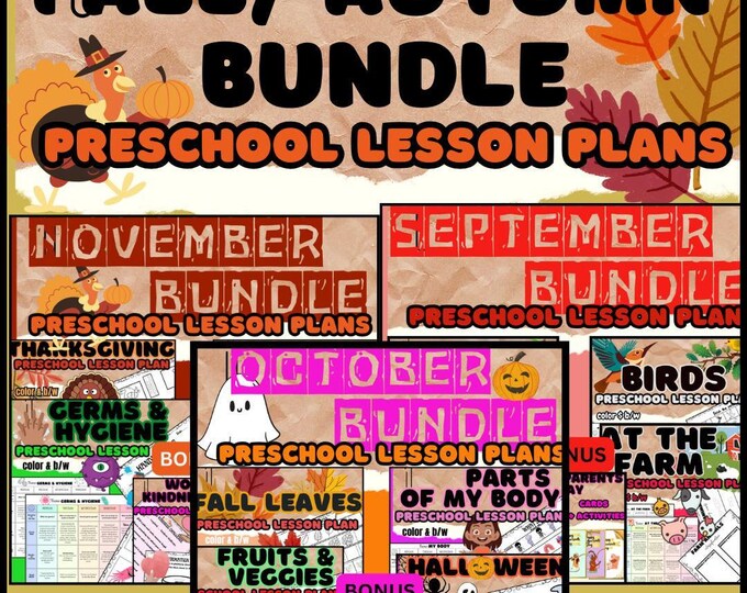 Fall Preschool Lesson Plans Bundle September, October, November (PDF ...