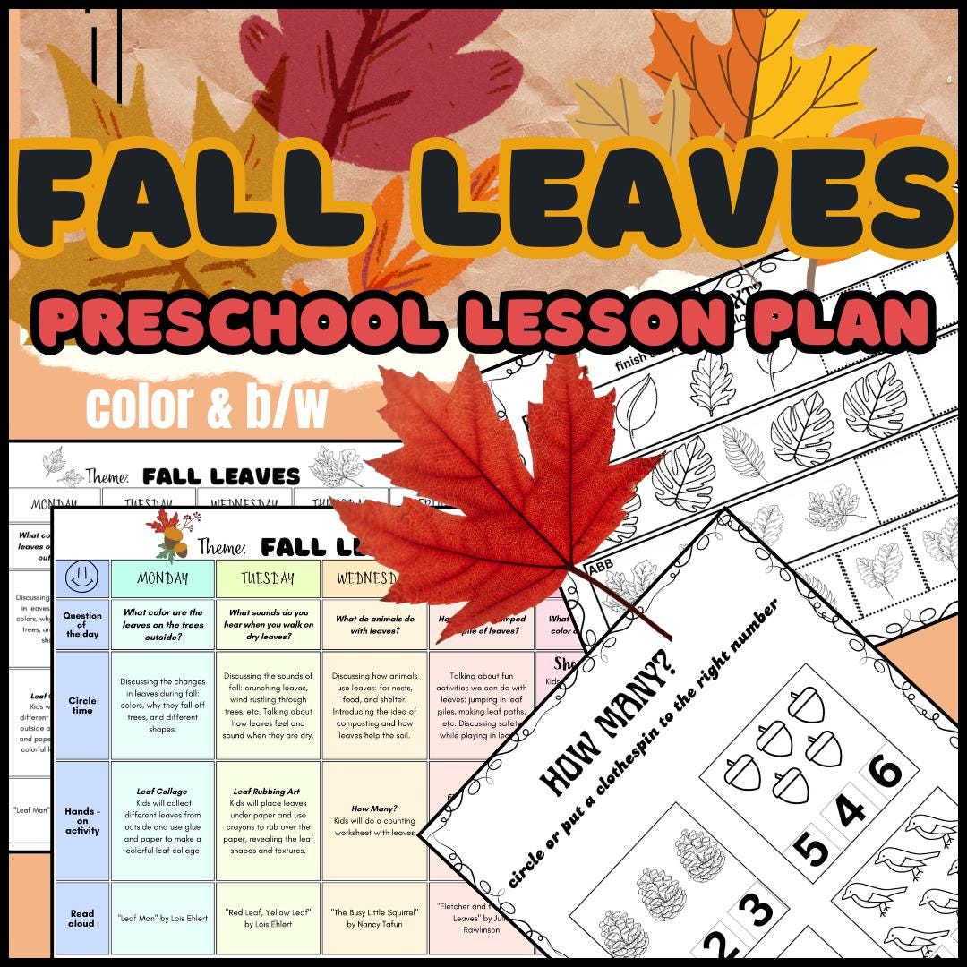 FALL LEAVES- Preschool Weekly Lesson Plan - Etsy