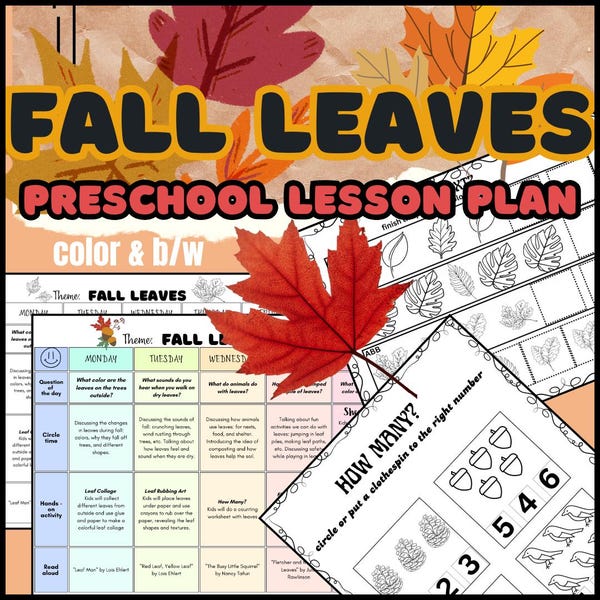 Fall Lesson Plan Preschool - Etsy