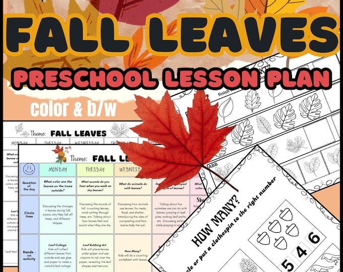 FALL LEAVES- Preschool Weekly Lesson Plan - Etsy