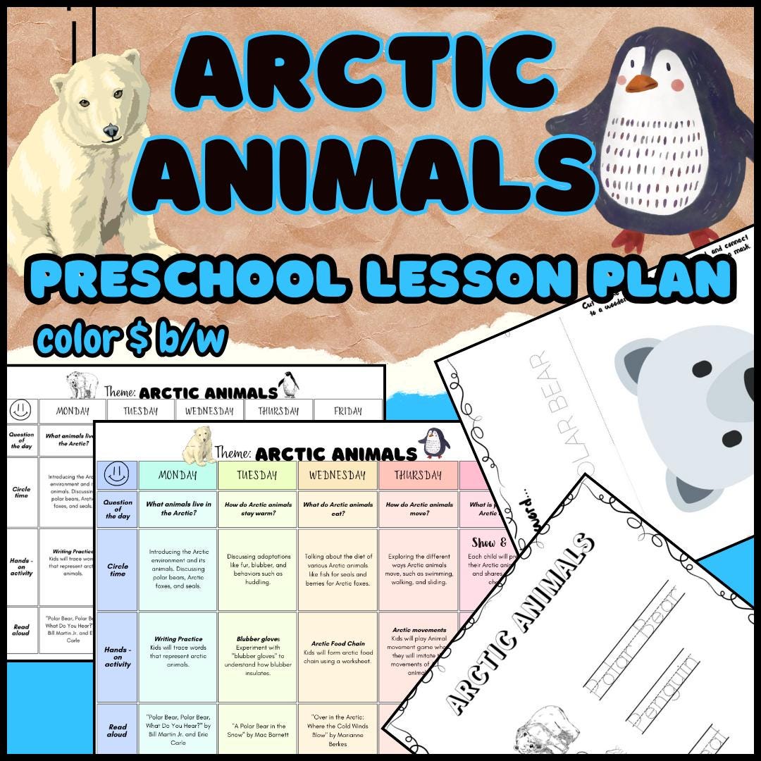 ARCTIC ANIMALS- Preschool Weekly Lesson Plan - Etsy