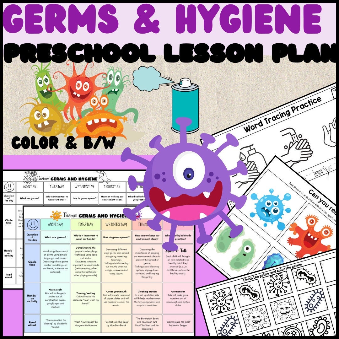 GERMS AND HYGIENE Preschool Weekly Lesson Plan - Etsy