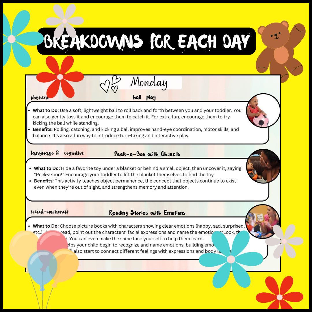 13 Months Old WEEKLY CURRICULUM (simple Lesson Plan)- Week 3 of the ...