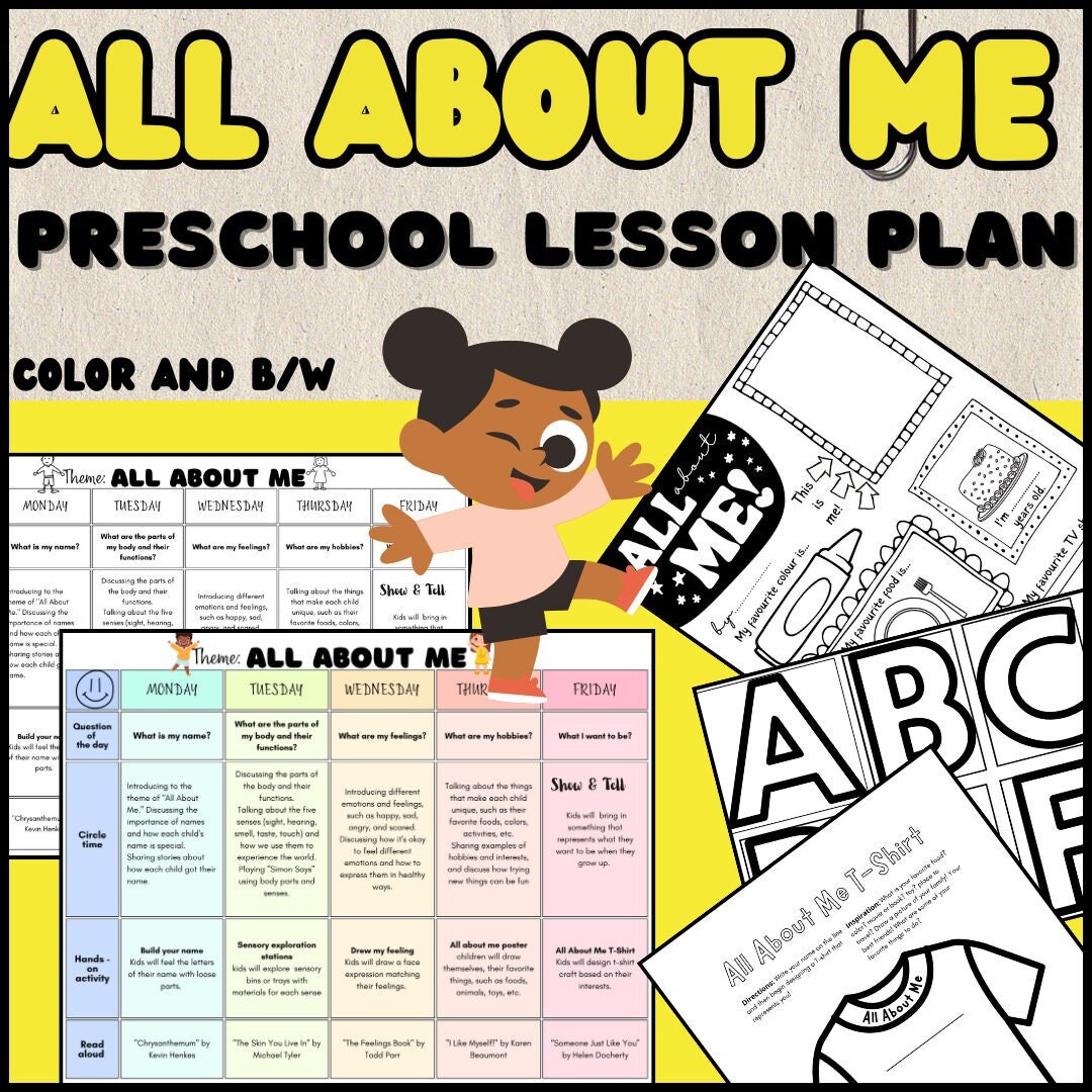 ALL ABOUT ME Preschool Weekly Lesson Plan - Etsy