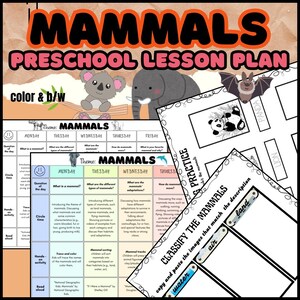 MAMMALS- Preschool Weekly Lesson Plan - Etsy