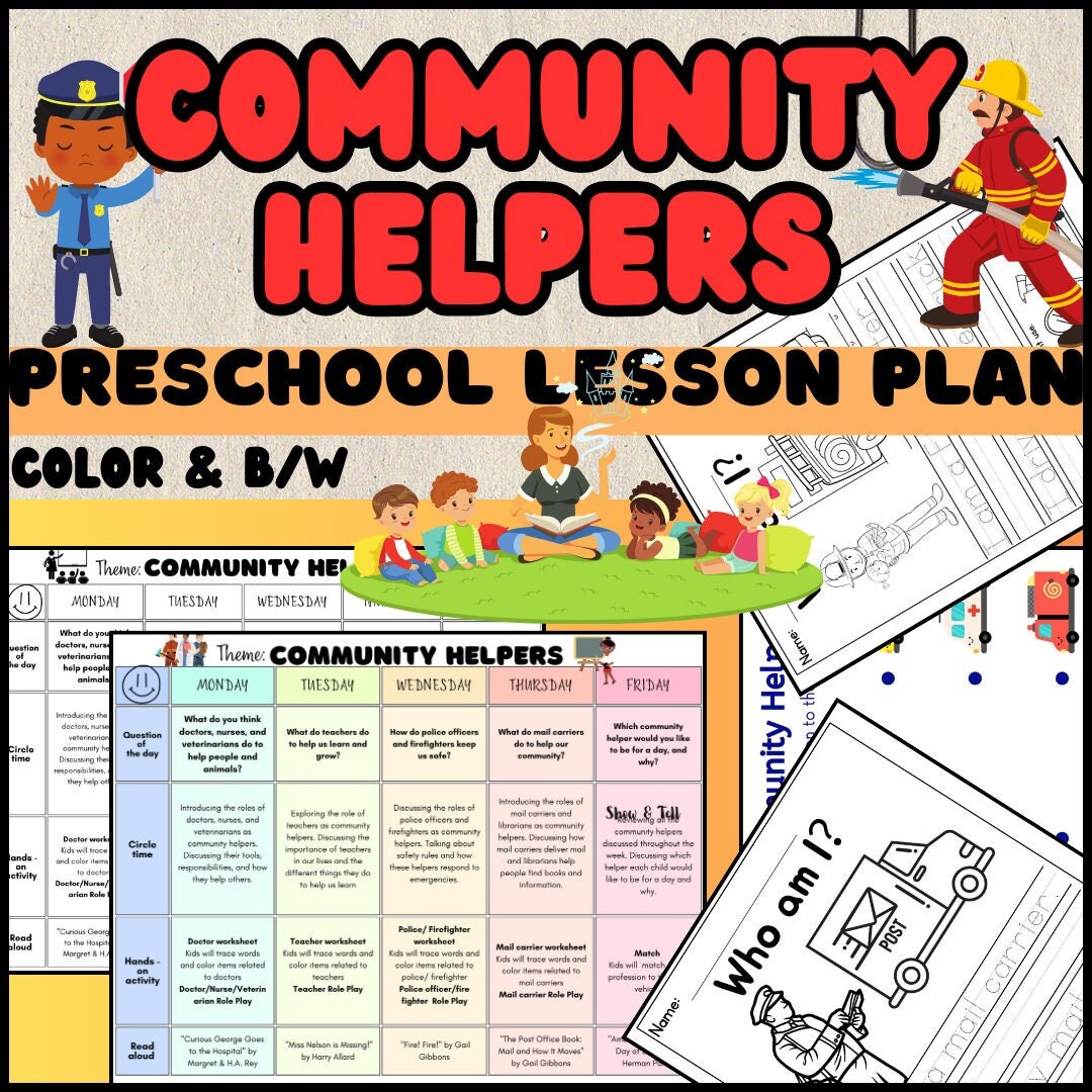 COMMUNITY HELPERS Preschool Weekly Lesson Plan - Etsy