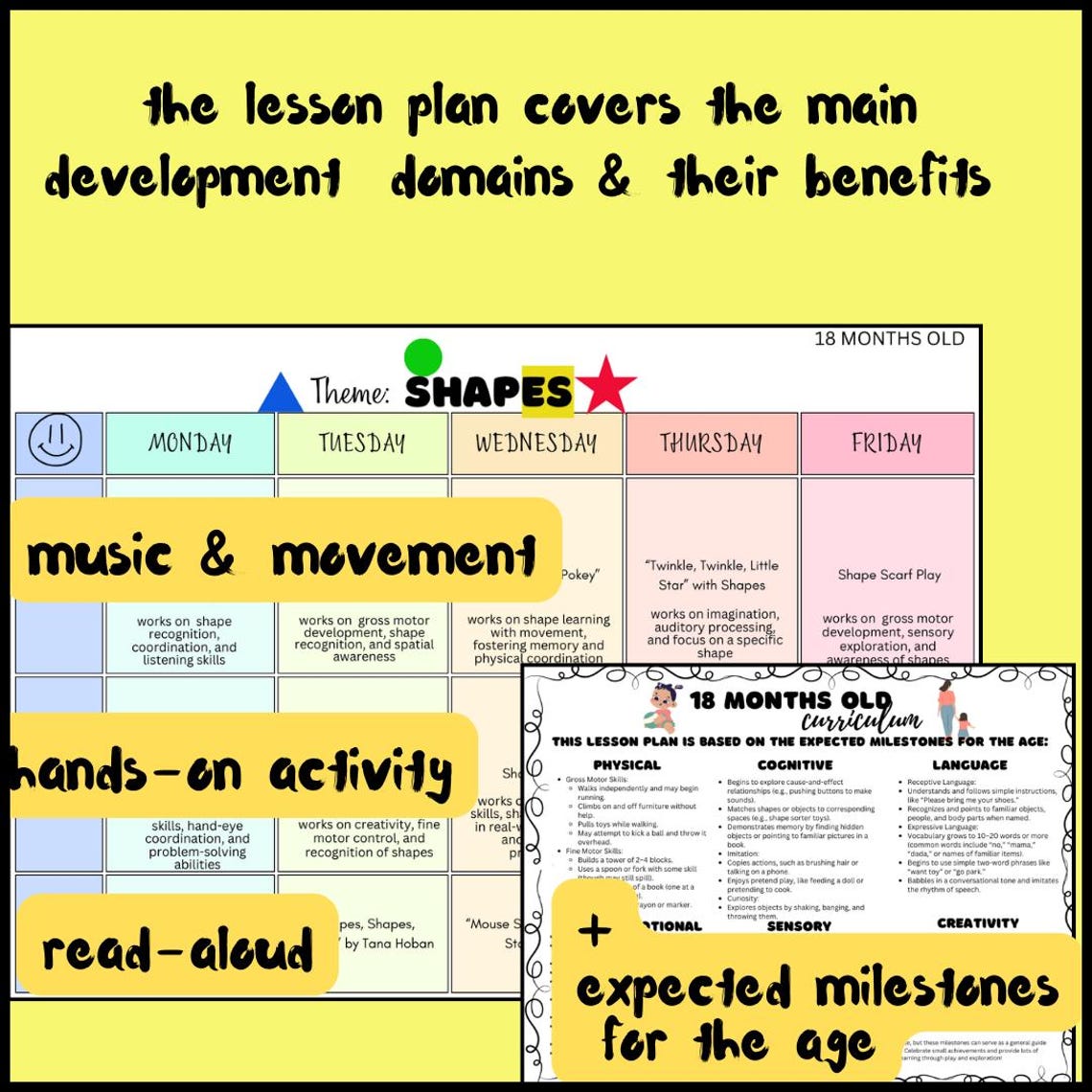SHAPES- Toddler Weekly Lesson Plan (18 Months Old) - Etsy