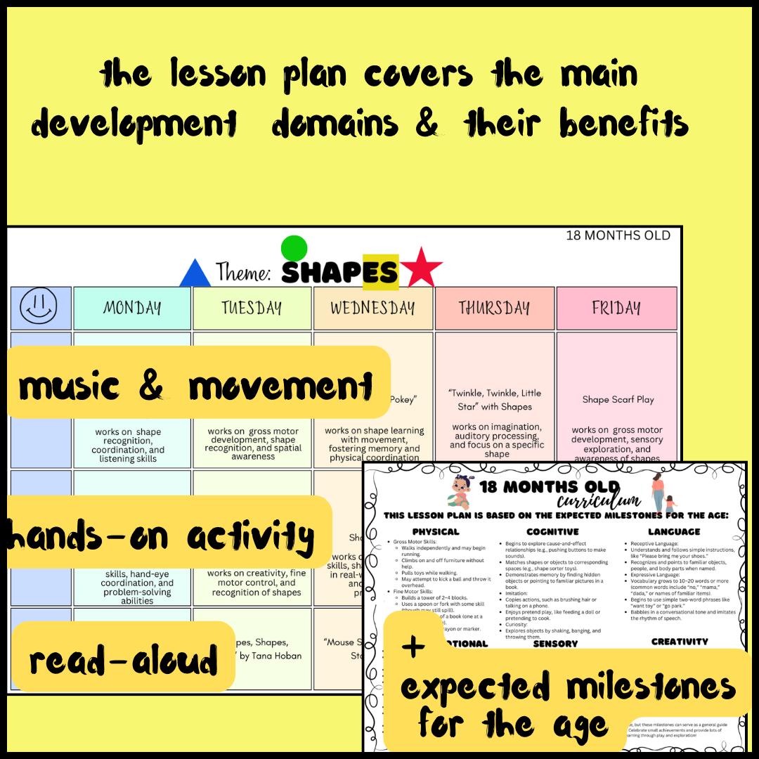 SHAPES- Toddler Weekly Lesson Plan (18 Months Old) - Etsy
