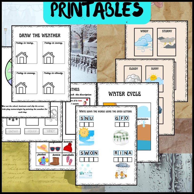 WEATHER- Preschool Weekly Lesson Plan - Etsy