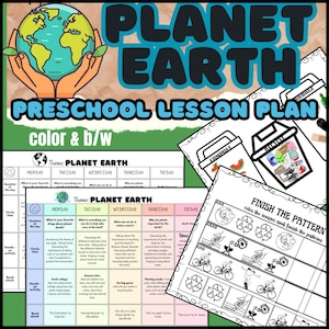 PLANET EARTH- Preschool Weekly Lesson Plan - Etsy