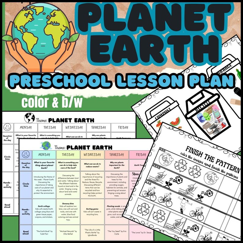 PLANET EARTH- Preschool Weekly Lesson Plan - Etsy