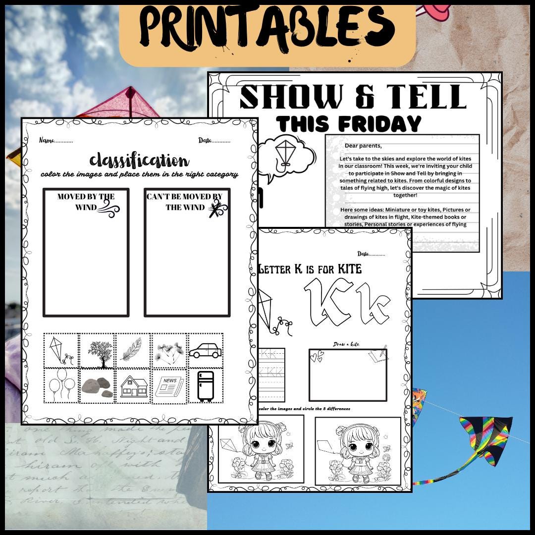 KITES- Preschool Weekly Lesson Plan - Etsy