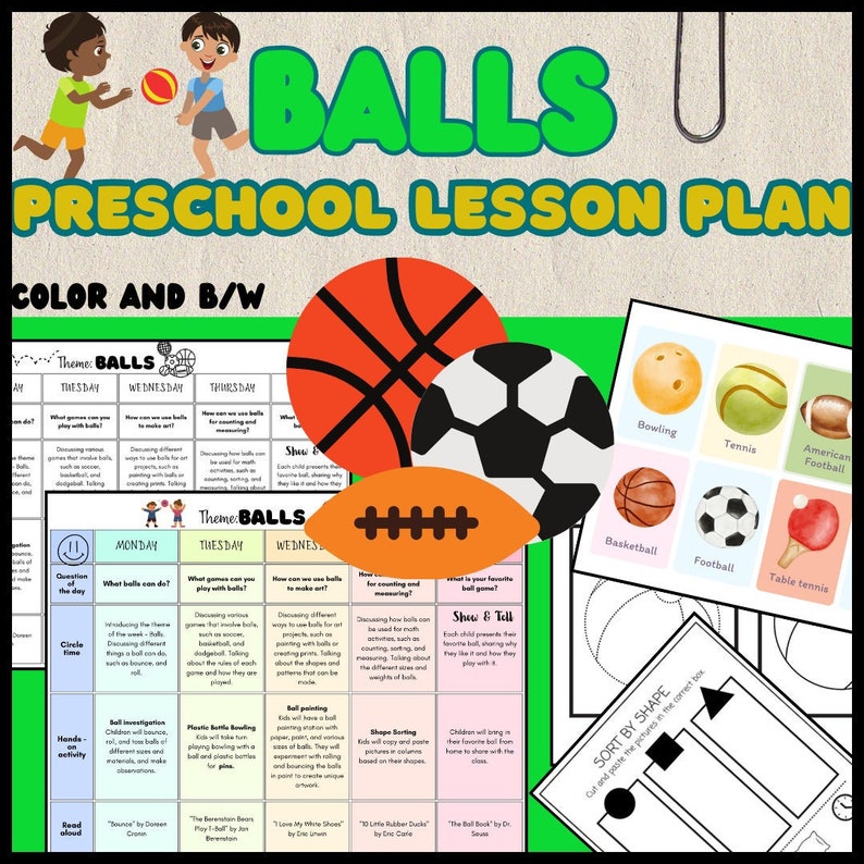BALL STUDY Preschool Weekly Lesson Plan - Etsy