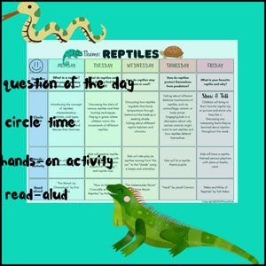 REPTILES Preschool Weekly Lesson Plan - Etsy
