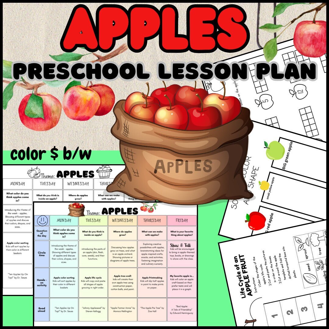 APPLES Preschool Weekly Lesson Plan - Etsy