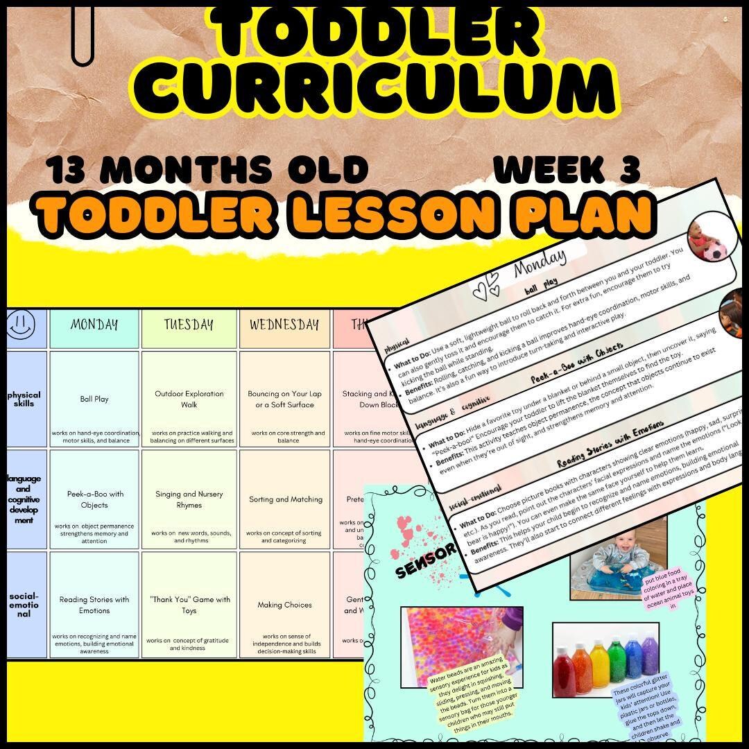 13 Months Old WEEKLY CURRICULUM (simple Lesson Plan)- Week 3 of the ...