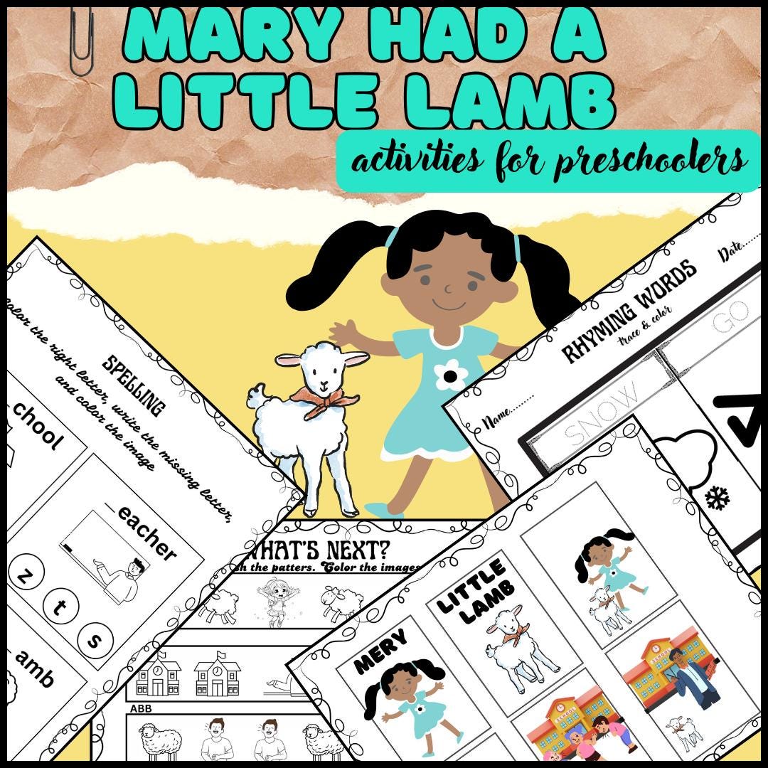 Mary Had a Little Lamb- Activities for Preschool - Etsy