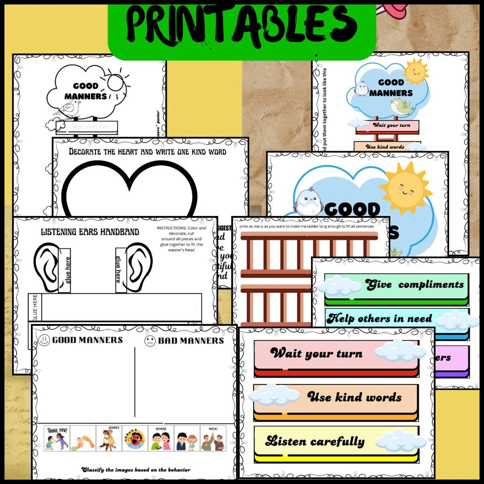 GOOD MANNERS- Preschool Weekly Lesson Plan - Etsy
