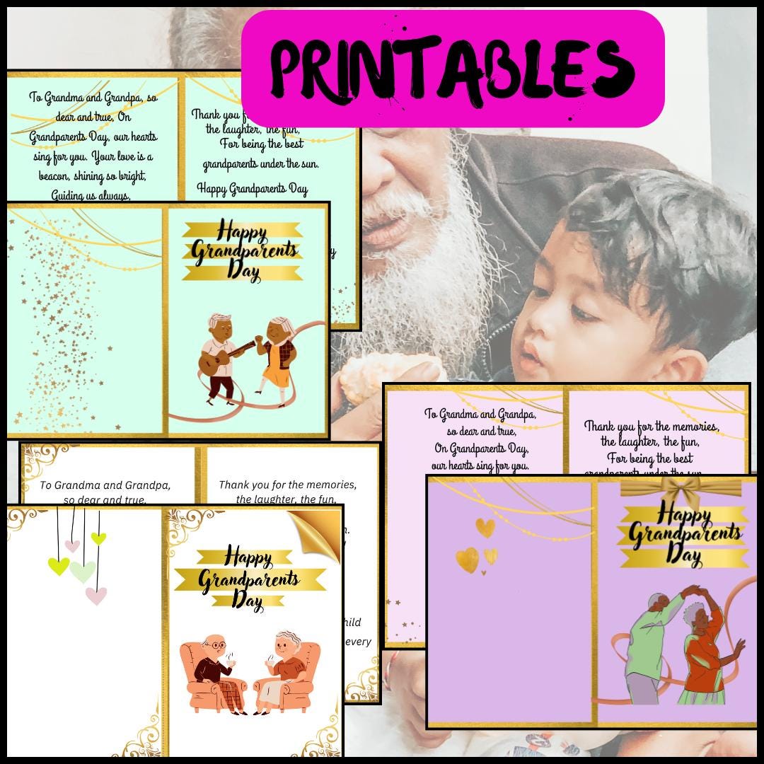 Grandparents Day- Activities and Card Templates - Etsy