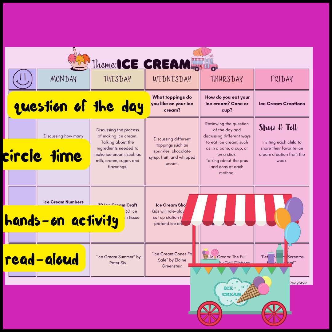 ICE CREAM Preschool Weekly Lesson Plan - Etsy Canada