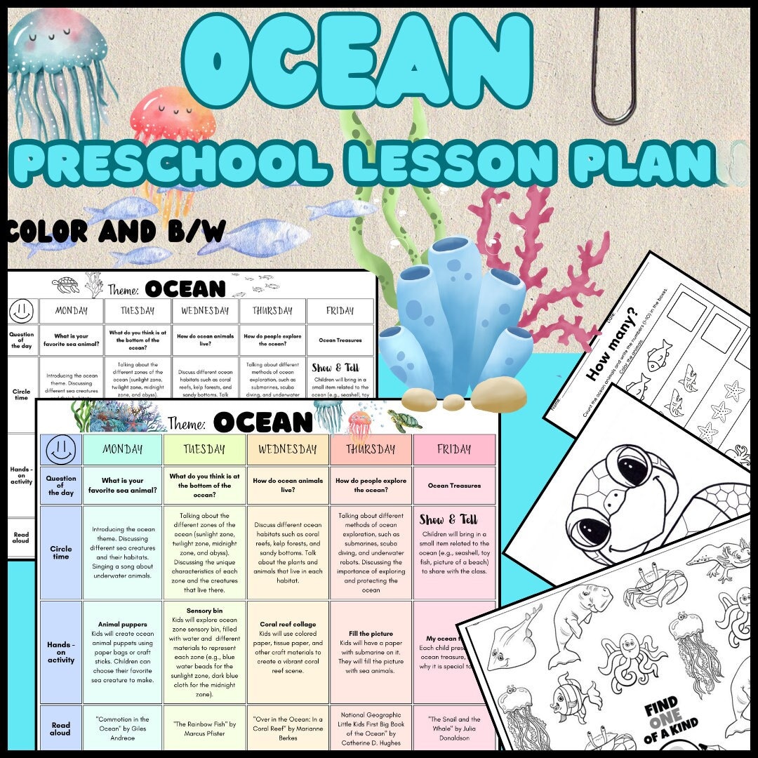 OCEAN Preschool Weekly Lesson Plan - Etsy