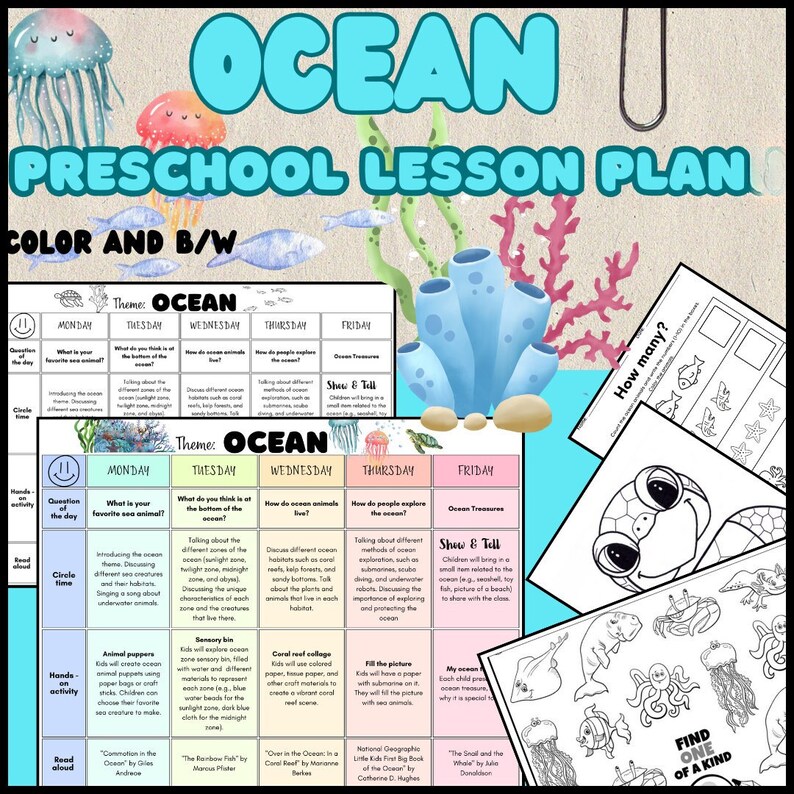 OCEAN Preschool Weekly Lesson Plan - Etsy
