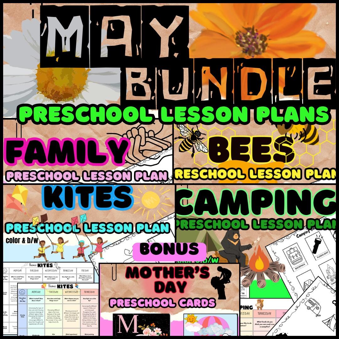 MAY BUNDLE Preschool Lesson Plans- Bees, Kites, Camping, Family + BONUS ...