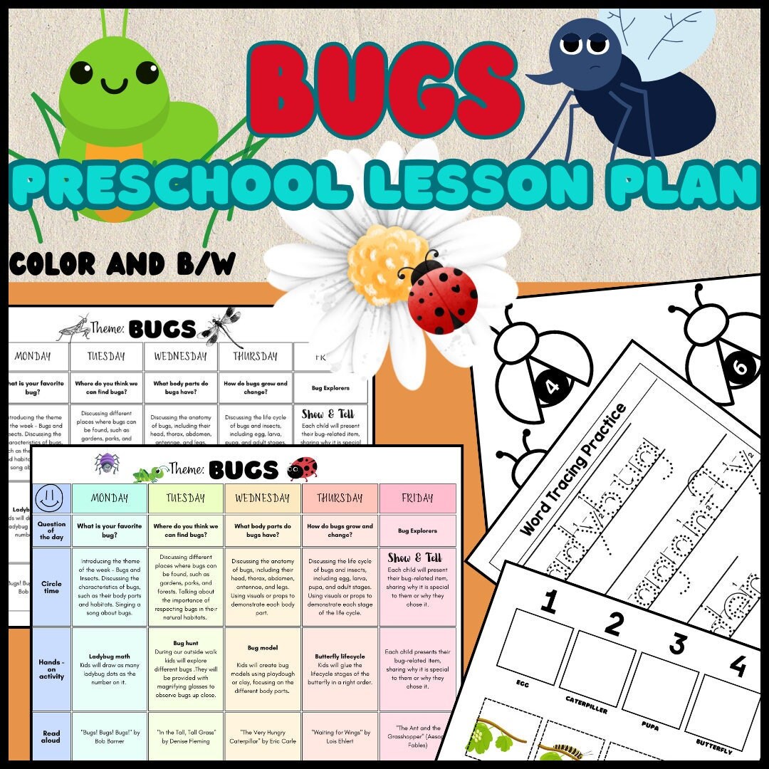 BUGS/ INSECTS Preschool Weekly Lesson Plan - Etsy