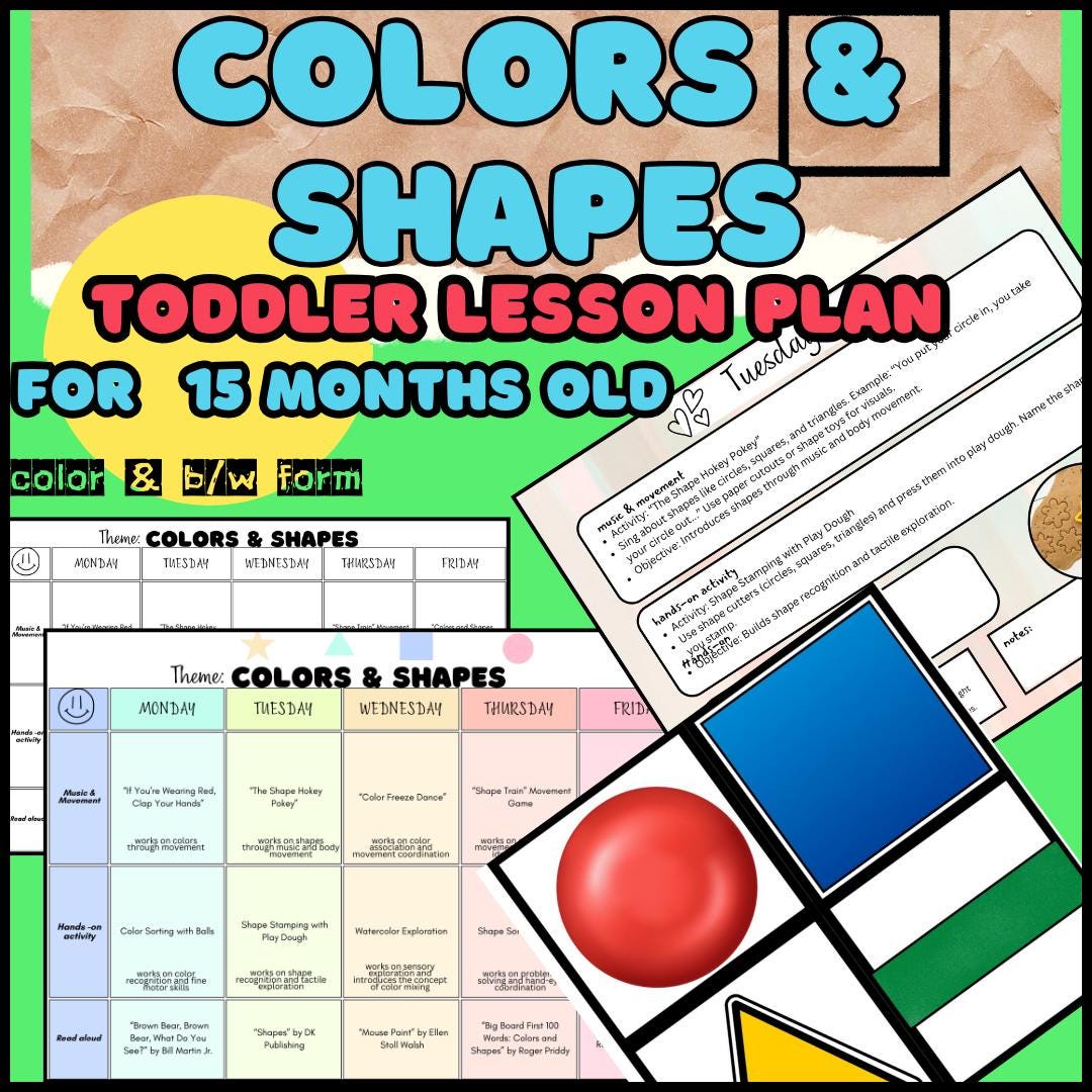 COLORS AND SHAPES- Toddler Lesson Plan for 15 Months-old - Etsy