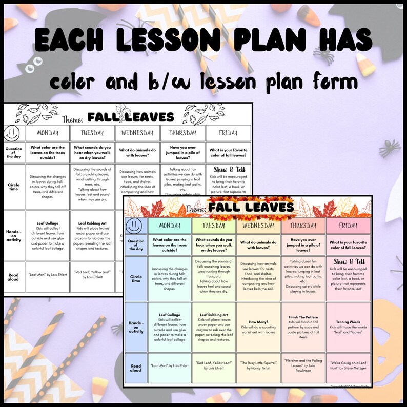 FALL/AUTUMN BUNDLE 12 Lesson Plans Bonus 3 Extra Products the Bundle ...