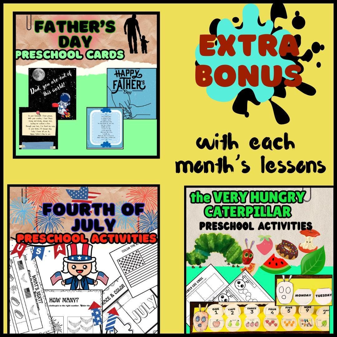 Summer Preschool Lesson Plan Bundle June, July, August (PDF) - Etsy