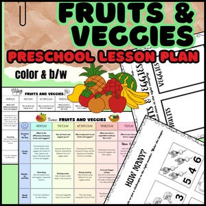 FRUIT AND VEGGIES- Preschool Weekly Lesson Plan - Etsy