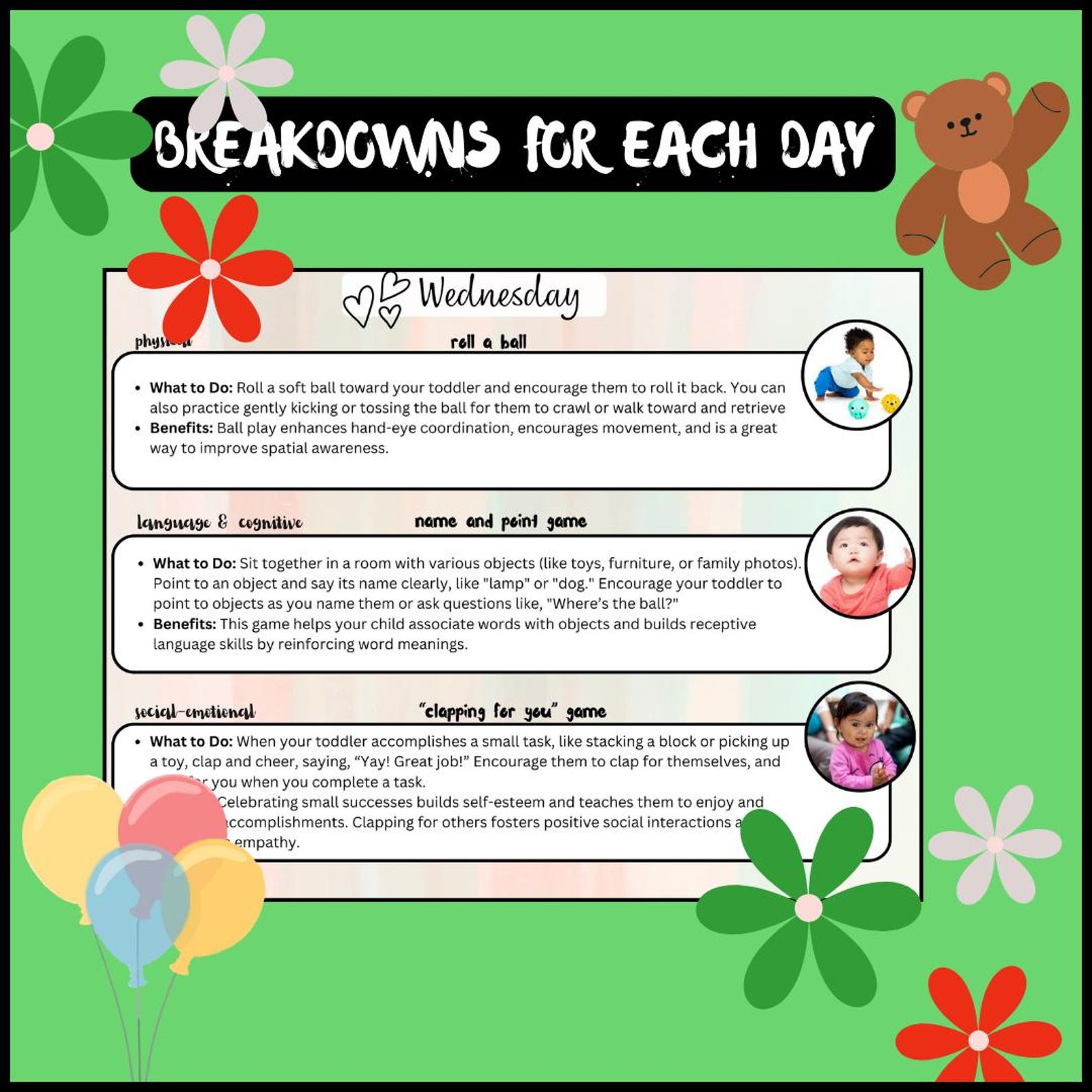 13 Months Old WEEKLY CURRICULUM (simple Lesson Plan)- Week 1 of the ...