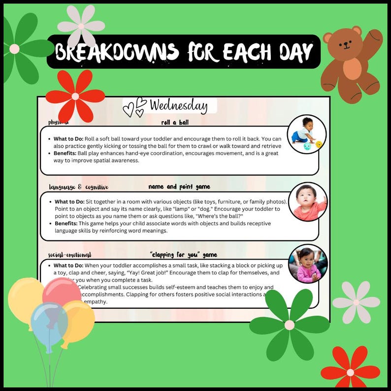 13 Months Old WEEKLY CURRICULUM (simple Lesson Plan)- Week 1 of the ...